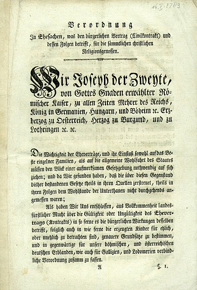 Joseph II’s Marriage Patent – Marital affairs were now a matter for ...